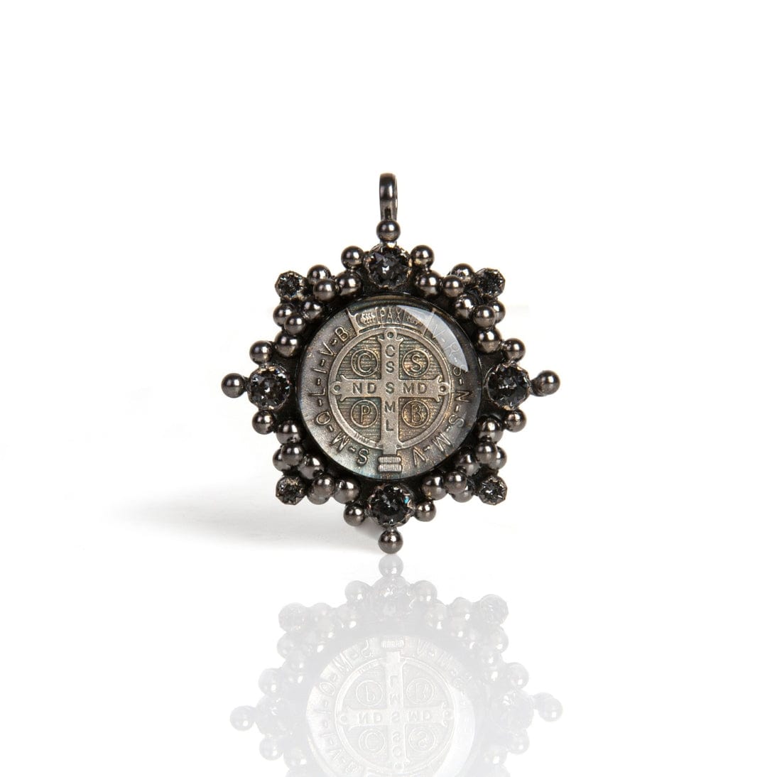 Cloister San Benito Medallion Gunmetal – Virgins Saints & Angels
