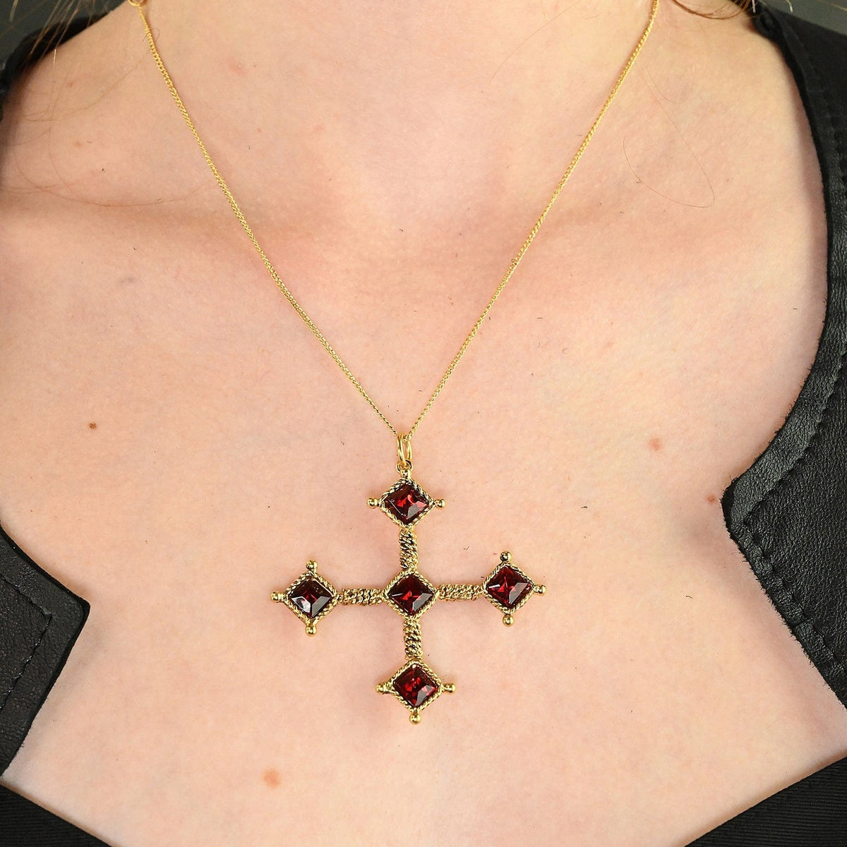 Brigid Cross Charm Fire Ruby - Gold – Virgins Saints & Angels