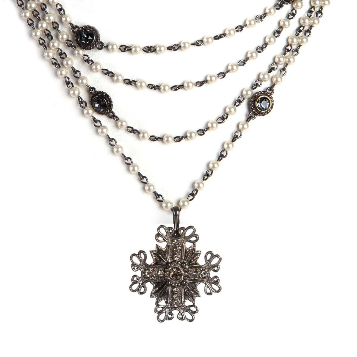 Magdalena - 4mm Pearl Cream All Medallions Gunmetal – Virgins Saints ...