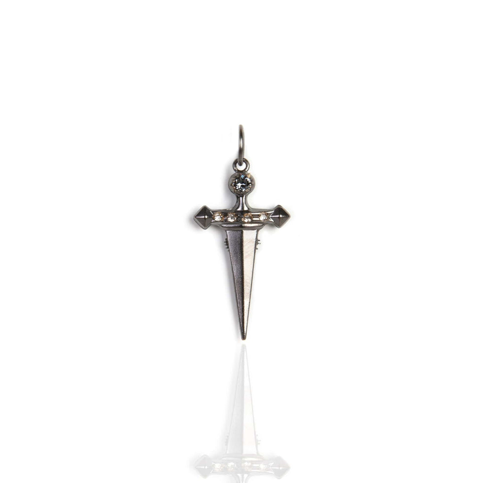 Dagger Cross Charm Gunmetal – Virgins Saints & Angels