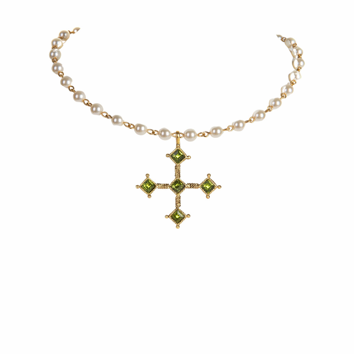 Brigid Iconic 6mm Cream Pearl Choker Cross Medallion - Gold – Virgins ...