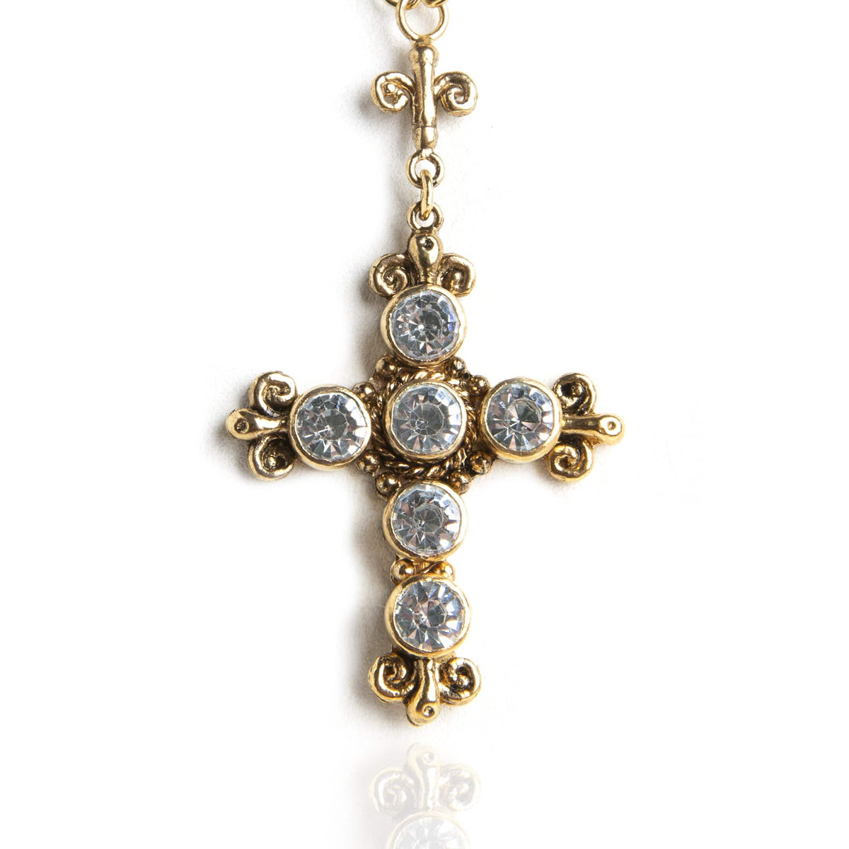 The Audrey Cross With Faceted Crystals On 18 To 20 Inch Handmade Chain ...